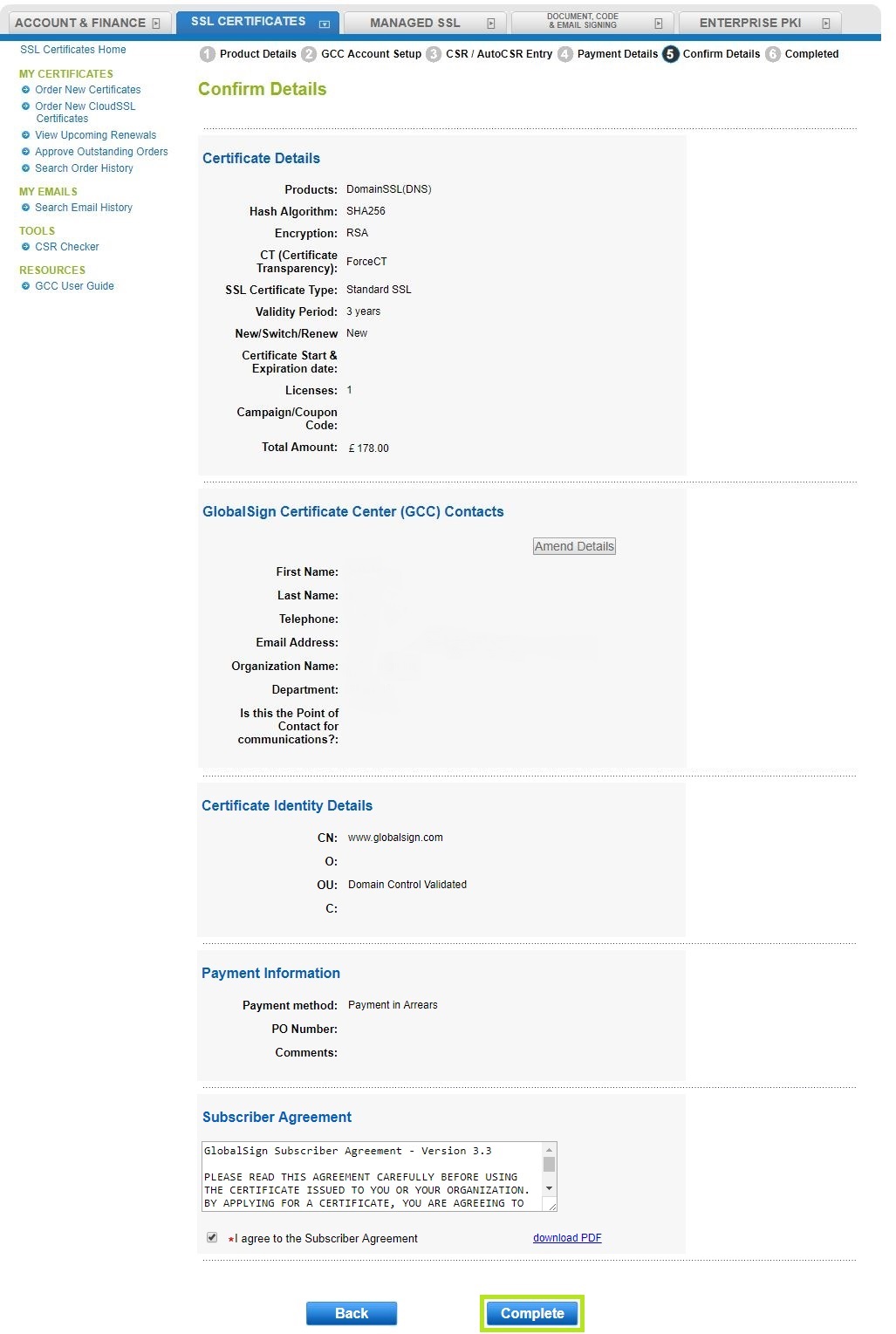 How to Order a New SSL Certificate :: How to Order a New SSL Certificate :: GlobalSign Support